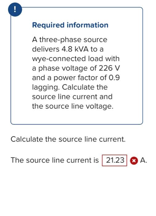 Solved Required information A three-phase source delivers | Chegg.com