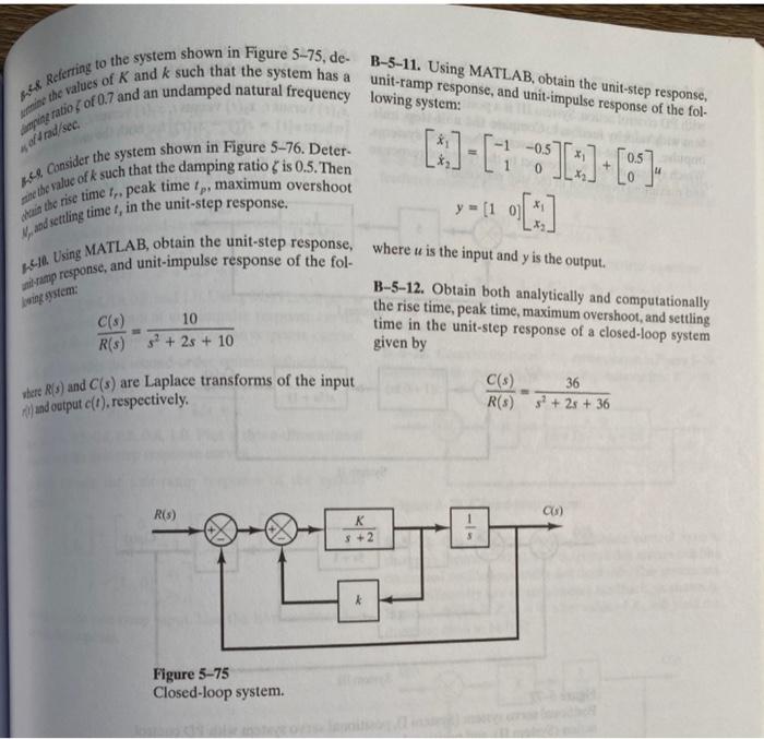 Solved Referring to the system shown in Figure 5-75, de | Chegg.com