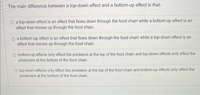 Solved The main difference between a top-down effect and a | Chegg.com