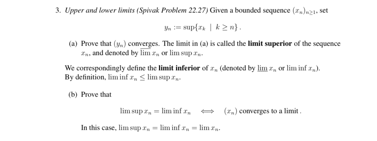 Solved Upper and lower limits (Spivak Problem 22.27) ﻿Given | Chegg.com