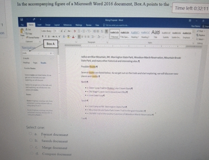Solved In the accompanying figure of a Microsoft Word 2016 | Chegg.com