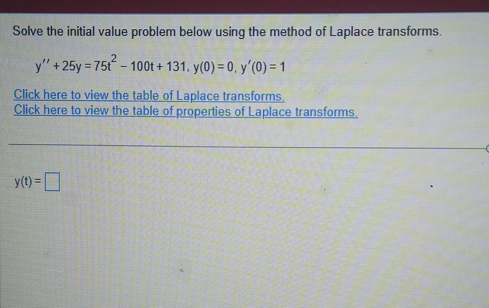 Solved Solve the initial value problem below using the | Chegg.com
