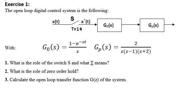 Solved Exercise 1: The open loop digital control system is | Chegg.com
