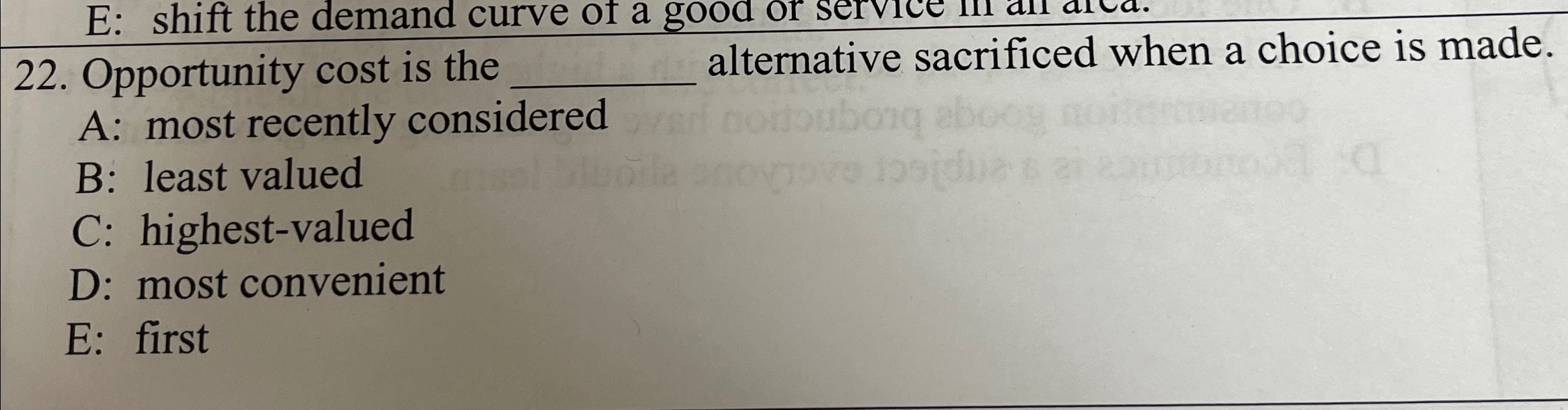 Solved Opportunity cost is the q, ﻿alternative sacrificed | Chegg.com