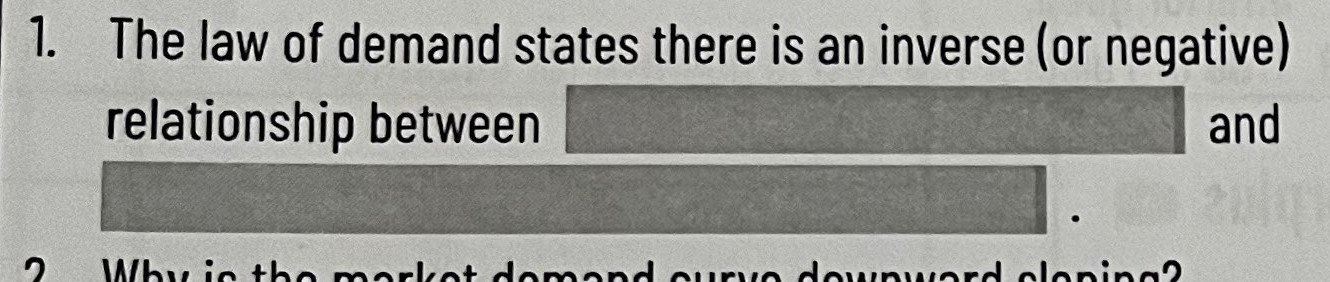 Solved The law of demand states there is an inverse (or | Chegg.com