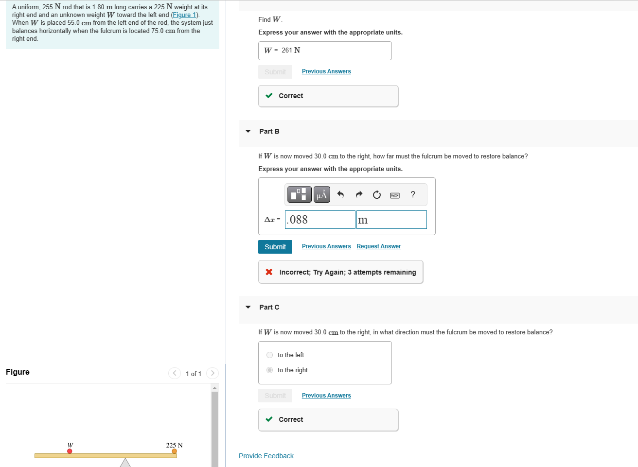 Solved A uniform, 255 ﻿N rod that is 1.80 ﻿m long carries a | Chegg.com
