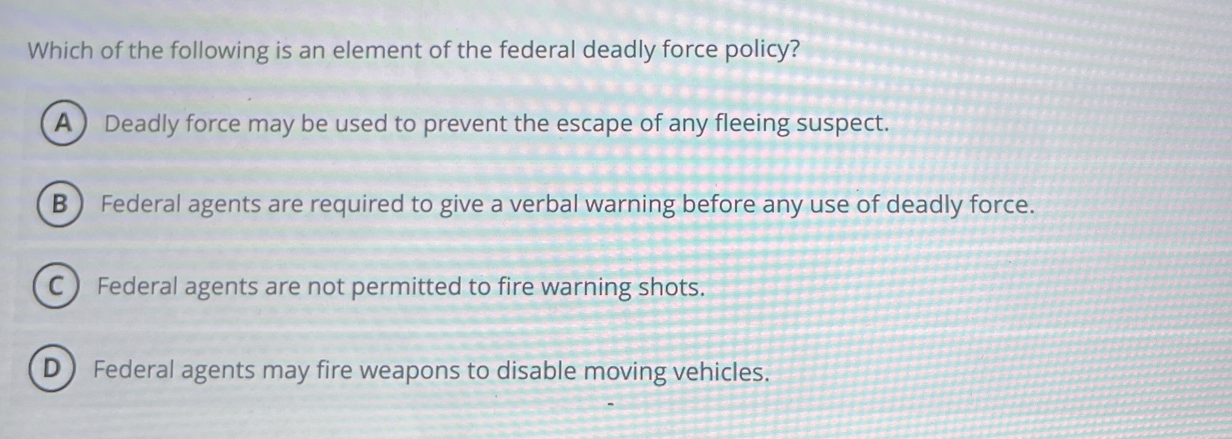 Solved Which of the following is an element of the federal | Chegg.com