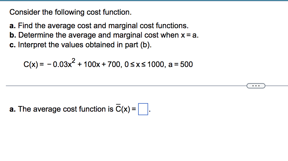 Solved Consider the following cost function.a. ﻿Find the | Chegg.com