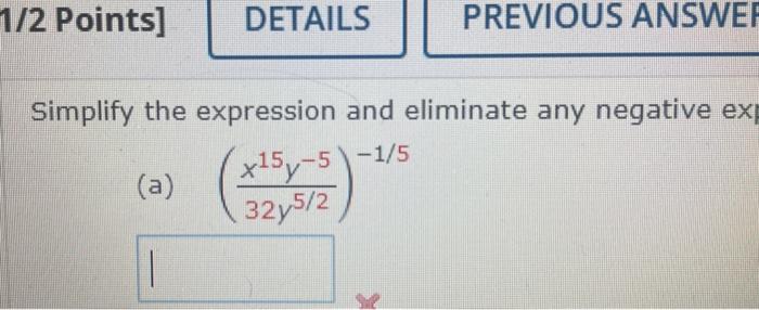 Solved Simplify the expression and eliminate any negative ex | Chegg.com