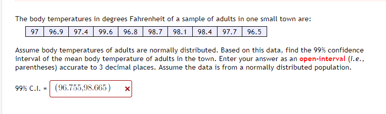 Solved The body temperatures in degrees Fahrenheit of a | Chegg.com