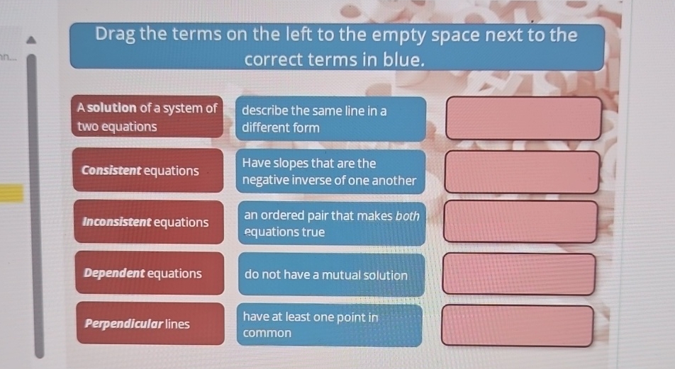 Solved Drag the terms on the left to the empty space next to | Chegg.com