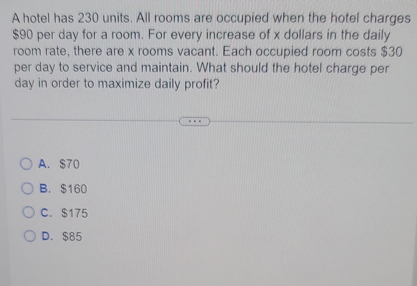 Solved A hotel has 230 units. All rooms are occupied when | Chegg.com