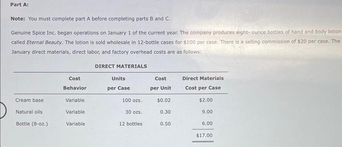 Note: You must complete part A before completing | Chegg.com