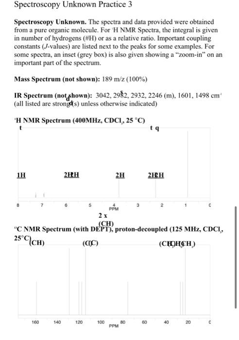 Spectroscopy Unknown Practice 3 Spectroscopy Unknown