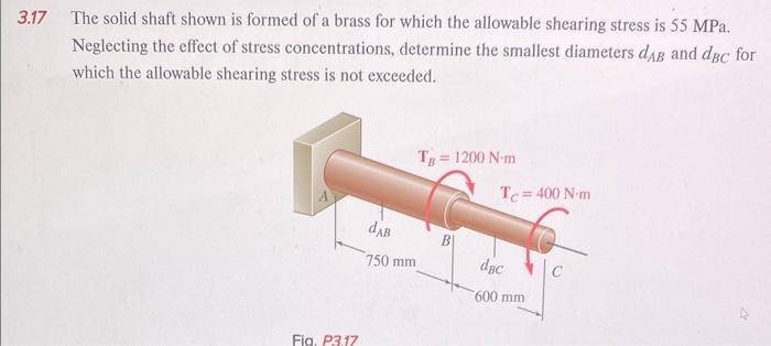 Solved The solid shaft shown is formed of a brass for which | Chegg.com