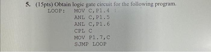 Solved 5. (15pts) Obtain logic gate circuit for the | Chegg.com