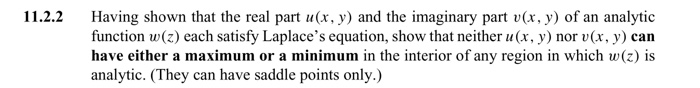 Solved 11.2.2 Having shown that the real part u(x, y) and | Chegg.com