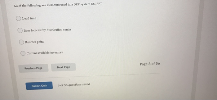 Solved All of the following are elements used in a DRP | Chegg.com