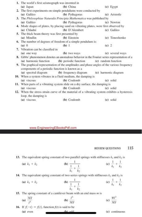 Solved 1. The world's first seismograph was invented in (a) | Chegg.com