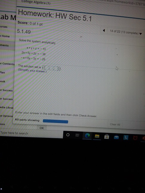Solved College Algebra (1) homework d=578718 Homework: HW | Chegg.com