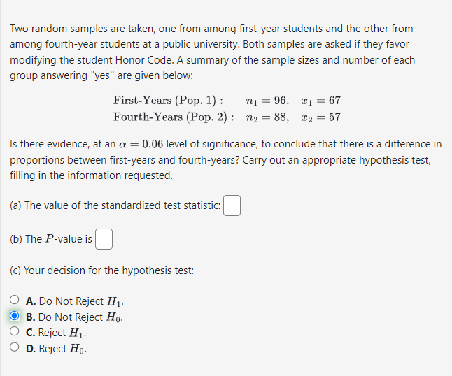 Solved Two random samples are taken, one from among | Chegg.com
