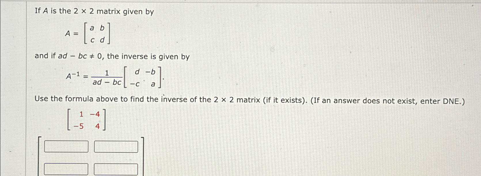 Solved If A is the 2\\\\times 2 matrix given | Chegg.com
