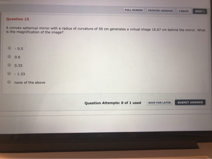 Solved FULL SCREEN PRINTER VERSION BACK NEXT Question 15 A | Chegg.com