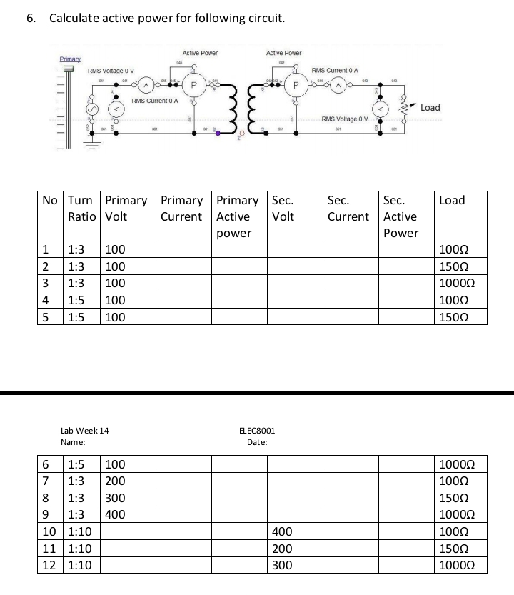 Solved Calculate active power for following | Chegg.com
