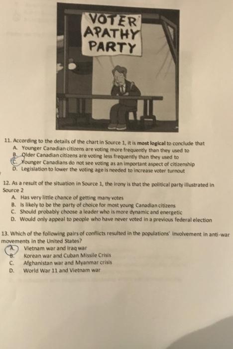 VOTER APATHY PARTY 11. According to the details of | Chegg.com