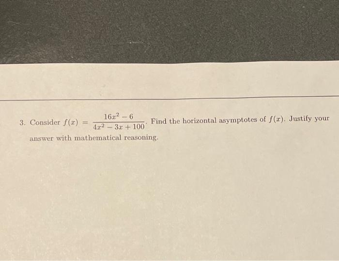 Solved 2. (From a previous Calculus 1 Exam) - Answer the | Chegg.com