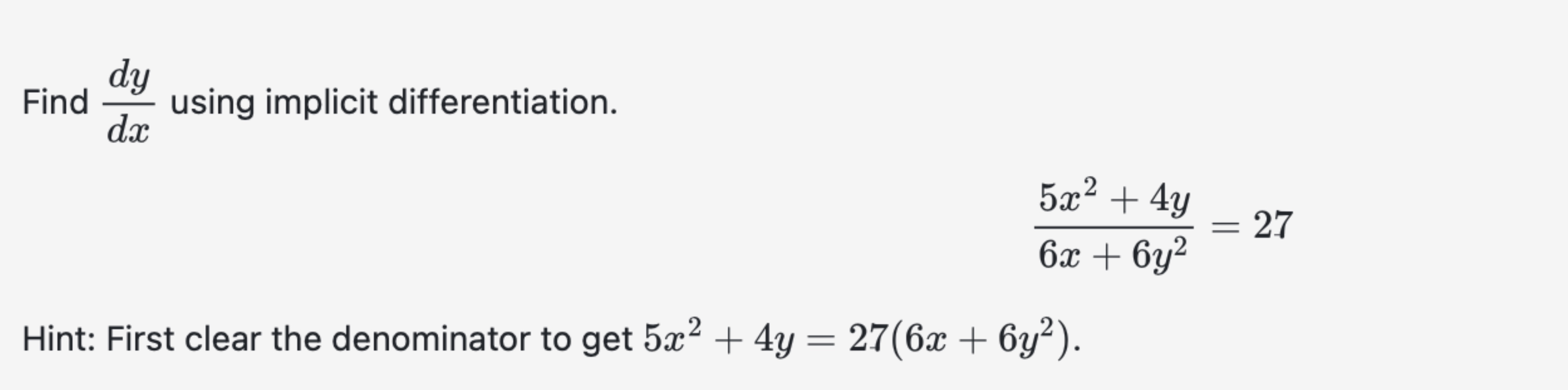Solved Find dydx ﻿using implicit | Chegg.com