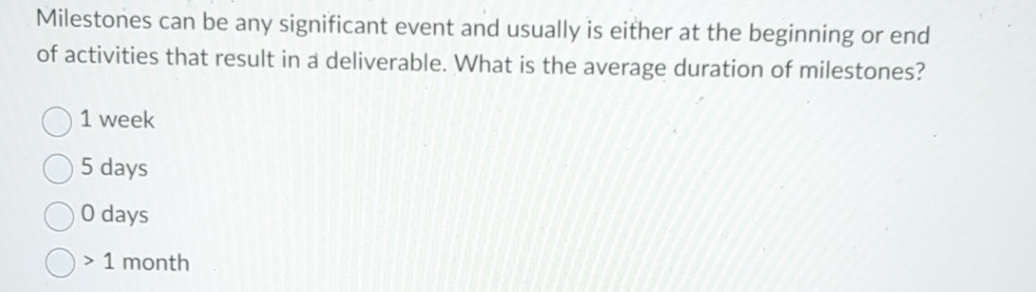 Solved Milestones can be any significant event and usually | Chegg.com