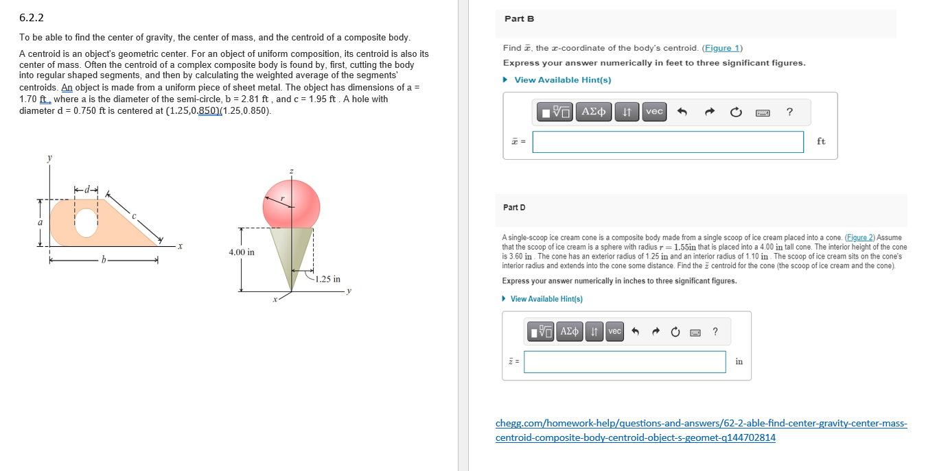 Solved 6.2 .2To be able to find the center of gravity, the | Chegg.com