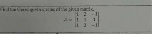 Solved Find the Gerschgorin circles of the given matrix, | Chegg.com