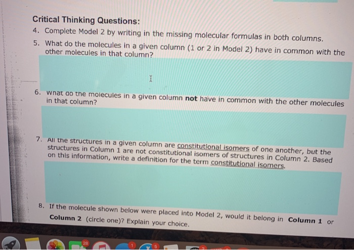 Critical Thinking Questions: 4. Complete Model 2 by | Chegg.com