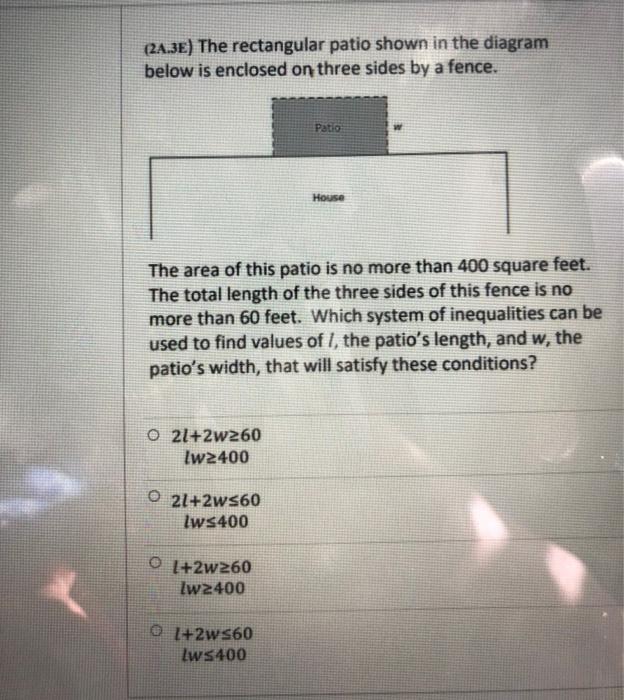 Solved (2A.3E) The rectangular patio shown in the diagram | Chegg.com