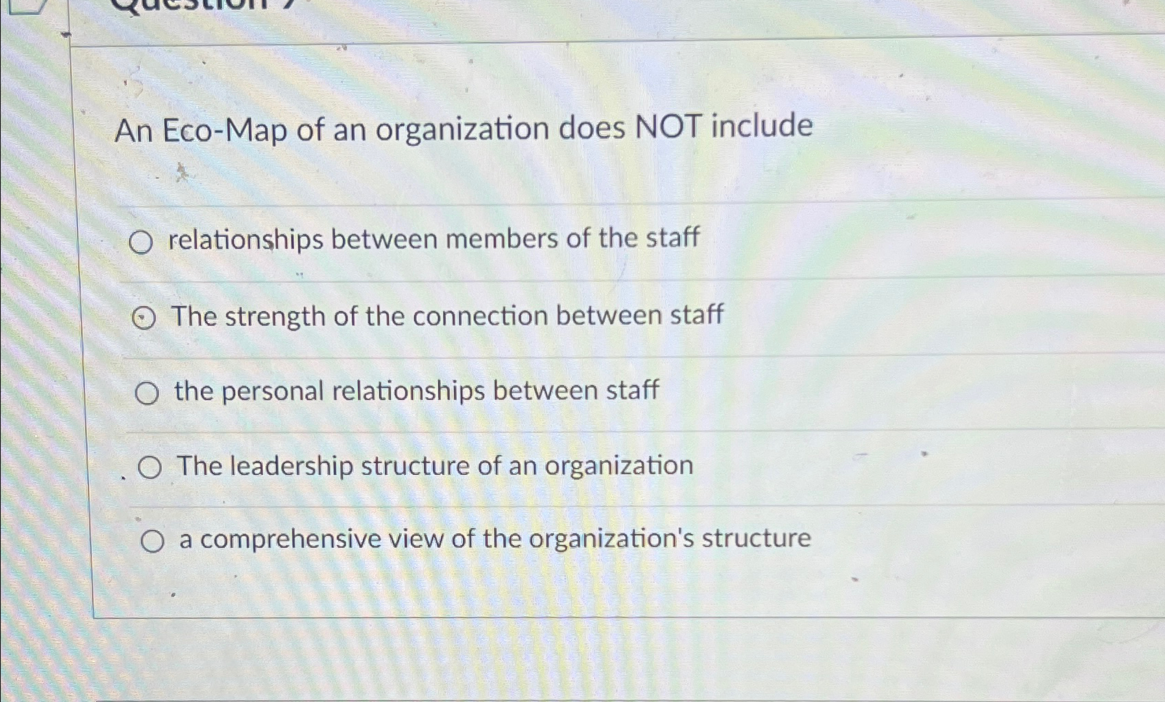 Solved An Eco-Map of an organization does NOT | Chegg.com