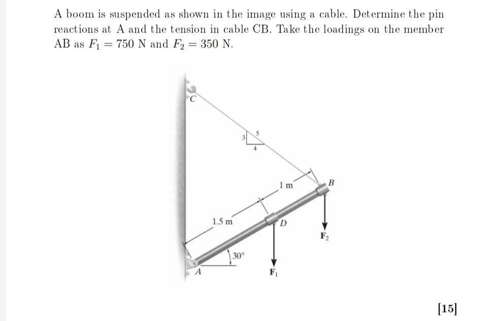 Solved A boom is suspended as shown in the image using a | Chegg.com
