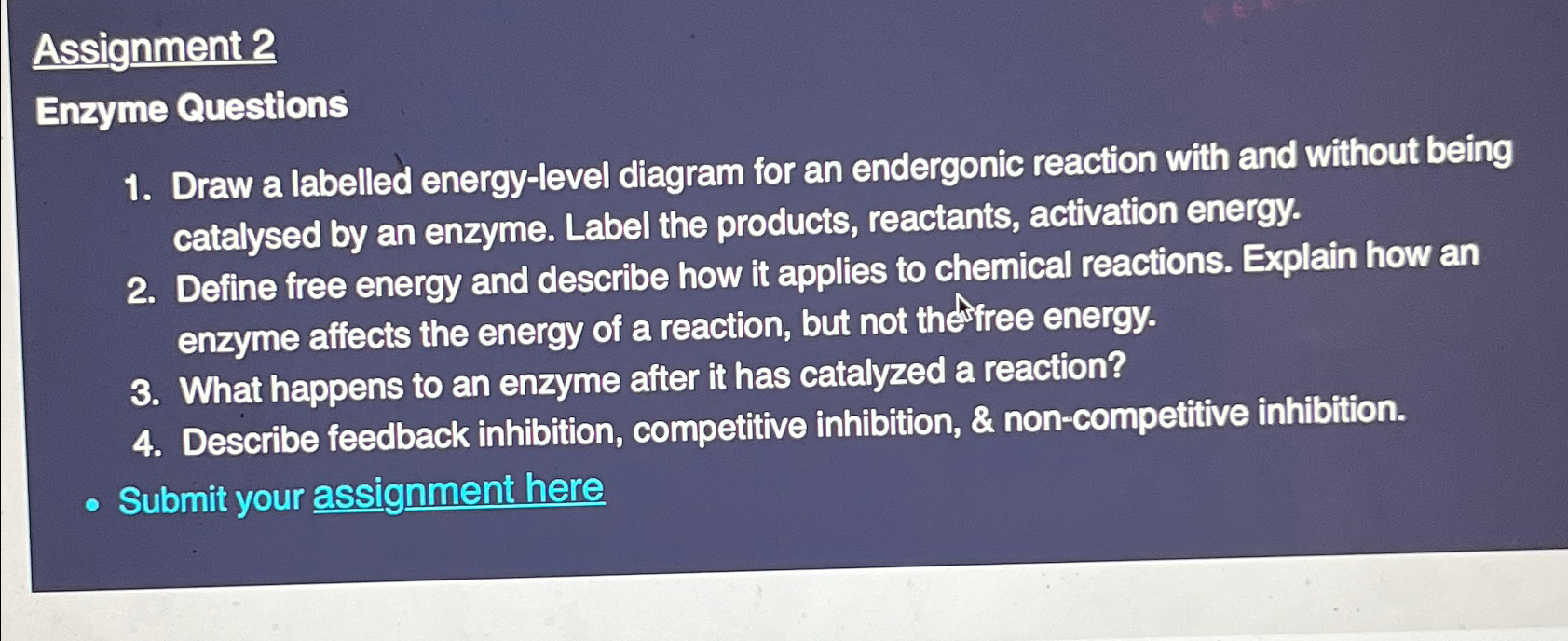 Solved Assignment 2Enzyme QuestionsDraw a labelled | Chegg.com