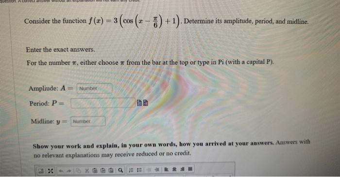 Solved Consider the function f(x)=3(cos(x−6π)+1). Determine | Chegg.com