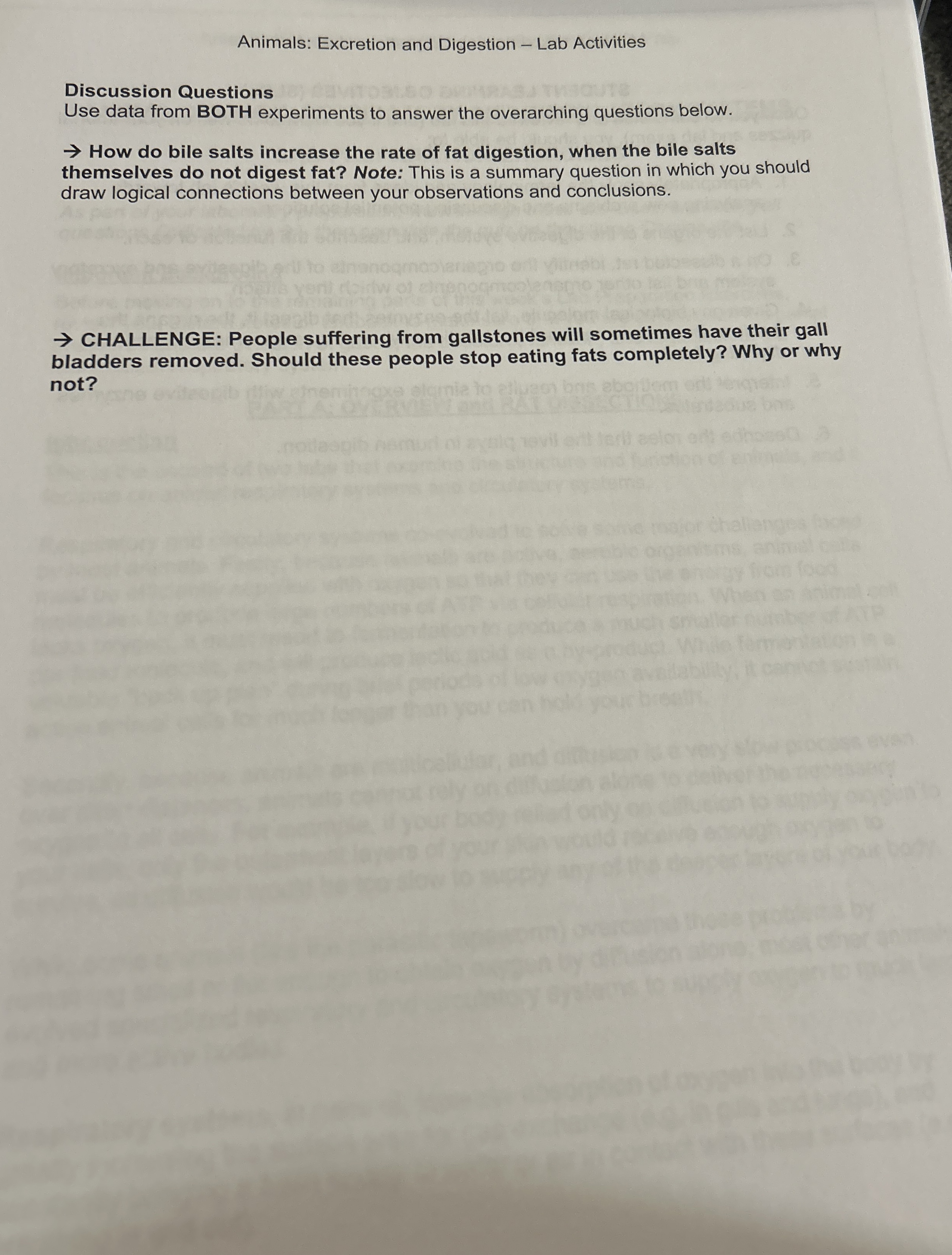 Solved Animals: Excretion and Digestion - ﻿Lab | Chegg.com