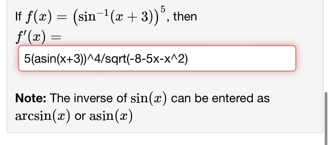 Solved If f(x)=(sin-1(x+3))5, | Chegg.com