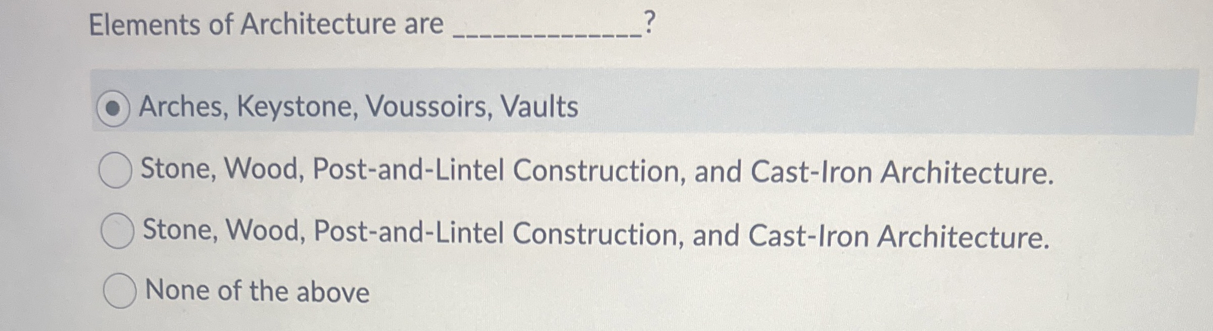 Solved Elements of Architecture are?Arches, Keystone, | Chegg.com