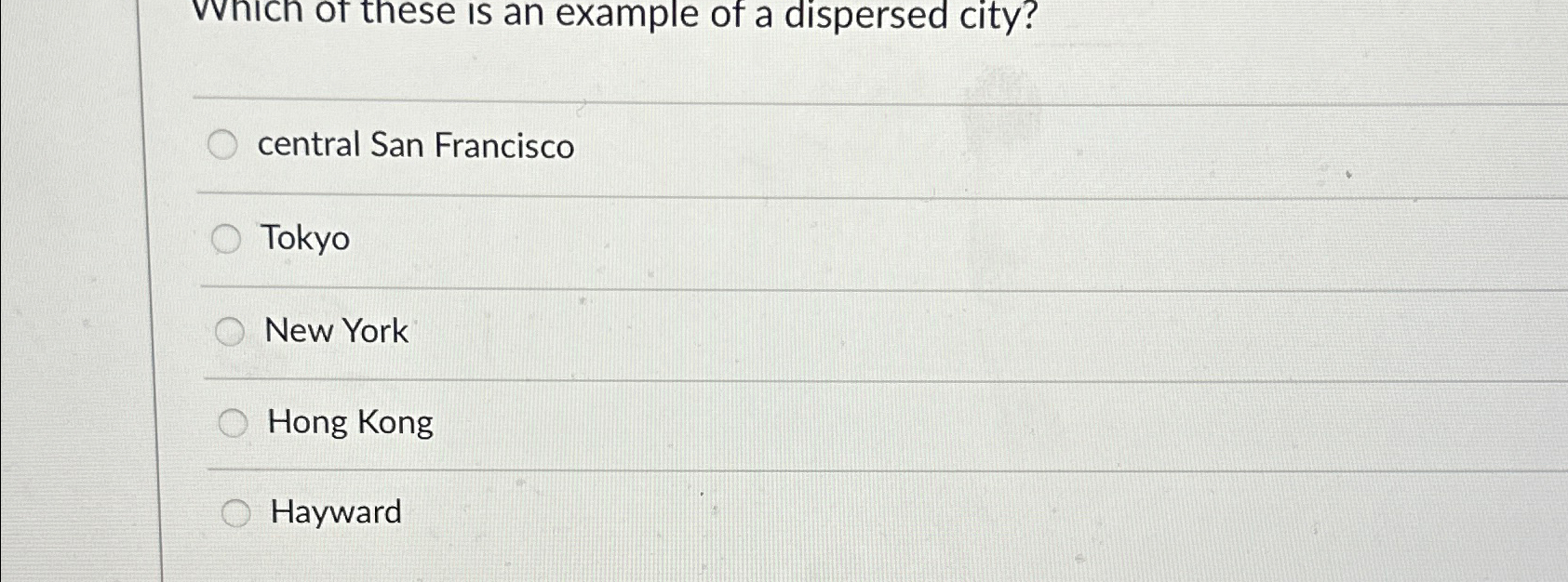Solved Which of these is an example of a dispersed | Chegg.com