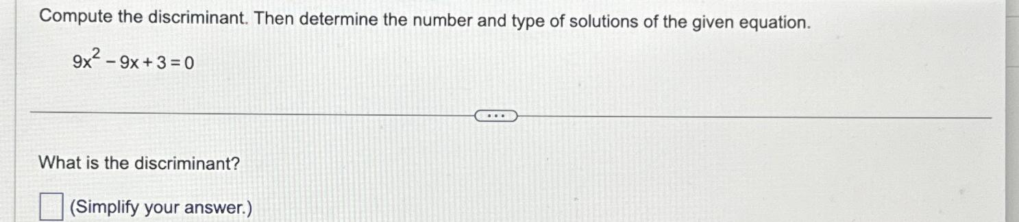 Solved Compute the discriminant. Then determine the number | Chegg.com