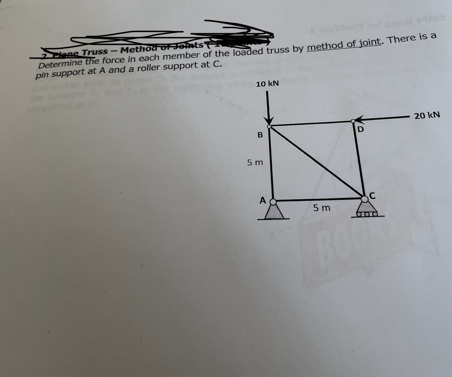 Solved 2Telane Truss Determine the force in each support at | Chegg.com