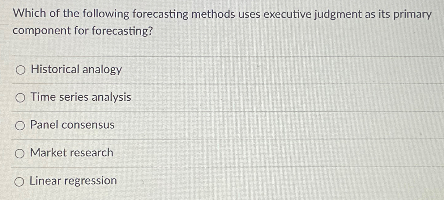 Solved Which of the following forecasting methods uses | Chegg.com