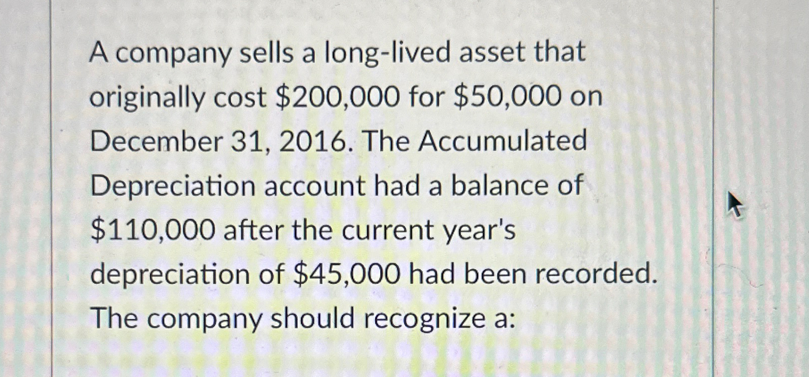 Solved A company sells a long-lived asset that originally | Chegg.com