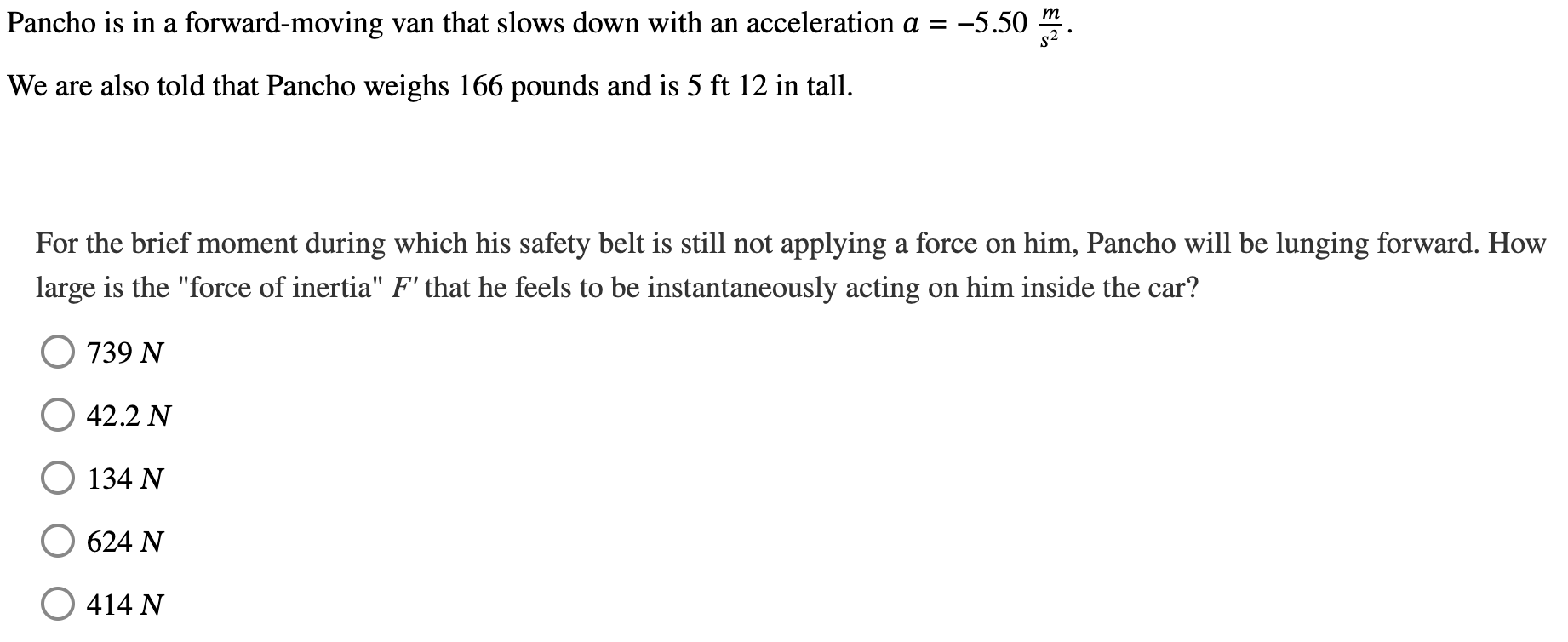 Solved Pancho is in a forward-moving van that slows down | Chegg.com