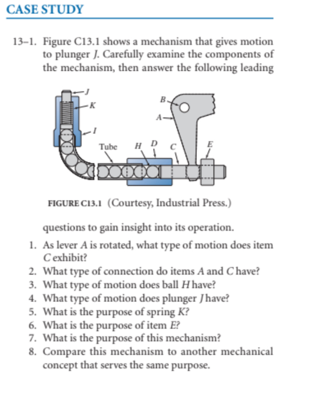 Solved CASE STUDY13-1. ﻿Figure C13.1 ﻿shows a mechanism that | Chegg.com